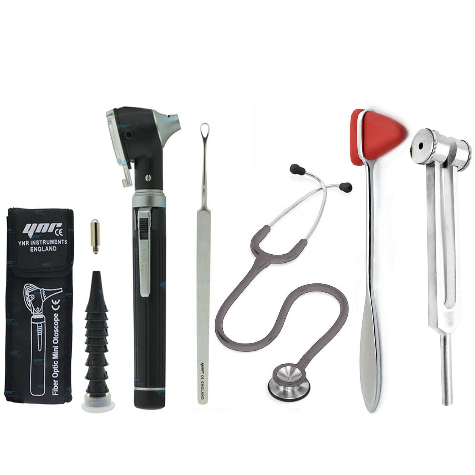 Pro YNR Reflex Hammer Otoscope Stethoscope Surgical Training Medical S ...