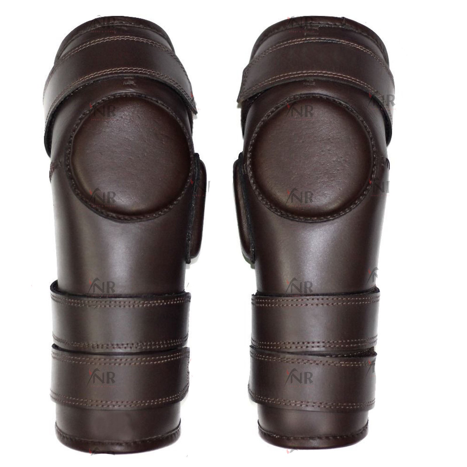 3 STRAP POLO & RIDING KNEE GUARDS REAL LEATHER PADDED-SUPREME QUALITY ...