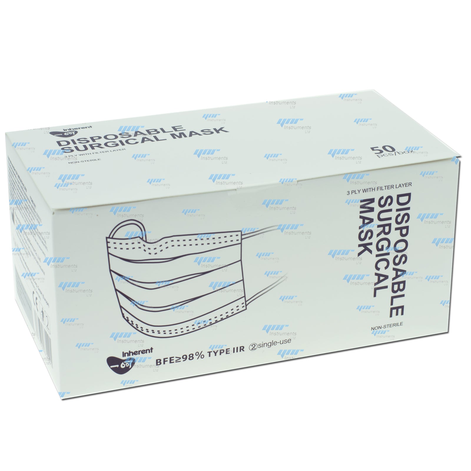 Fluid Resistant Surgical Face Masks - Type IIR Certified- Box of 50 ...