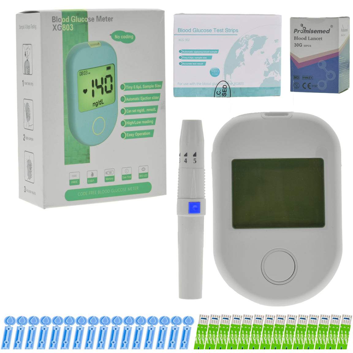 Diabetes Testing Kit/Blood Glucose Monitor Safe Accu/Blood Glucose Sug ...