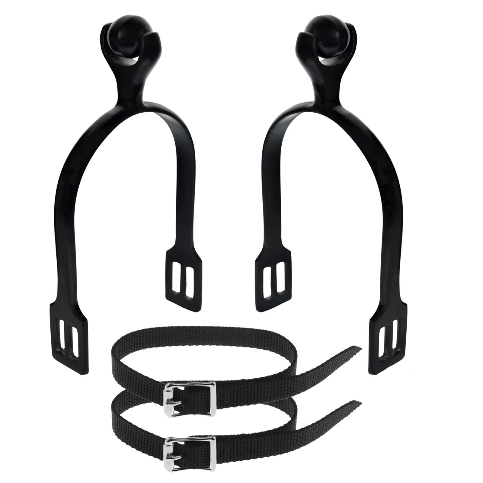 Horse Riding Spur Rider Metal Blunt Rounded End Spurs Steel With Buckl ...